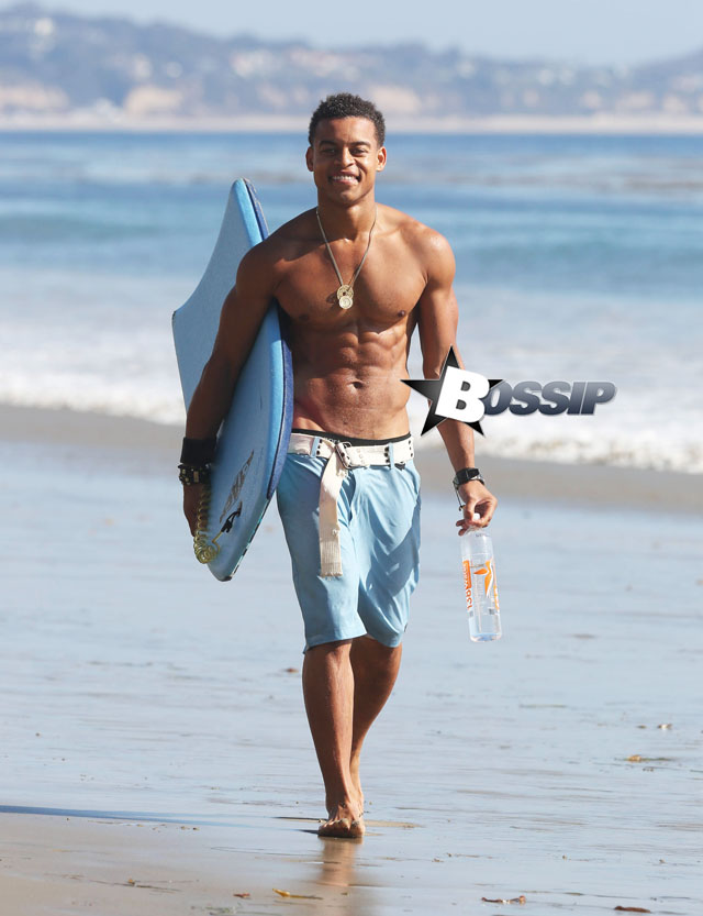 Actor Robert Ri'chard Shows Off His Physique While Surfing In Malibu