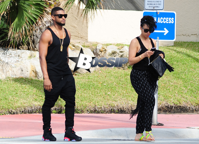 Usher And Girlfriend Grace Miguel Go Walking In Miami