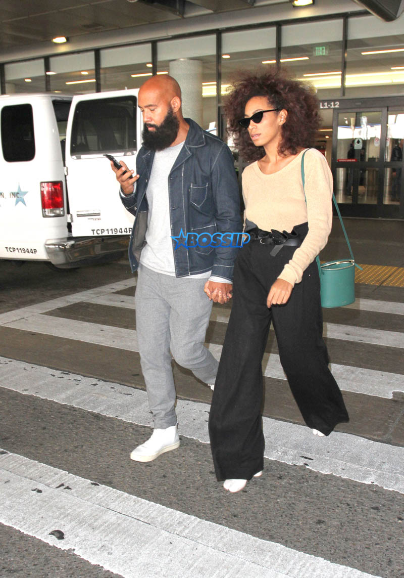 Solange Knowles Arrives At LAX With Husband Alan Ferguson